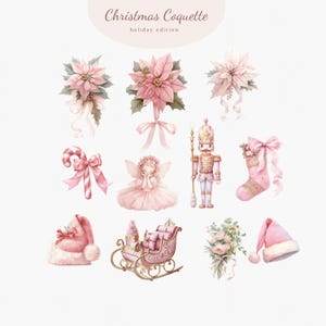 Pink Christmas Clipart Bundle: Coquette Watercolor Bows (PNG ...