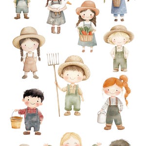 Spring Farm Clipart Bundle Cute Kids Baby Animals Flowers Countryside ...