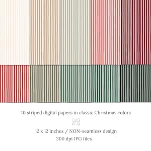 Christmas Stripes Digital Paper: Vintage Holiday Patterns (digital ...