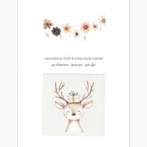 Woodland Animals Birthday Clipart Set Boho Cute Party Whimsical ...