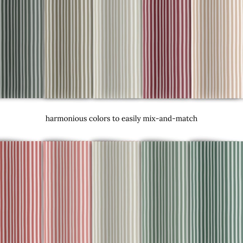Christmas Stripes Digital Paper: Vintage Holiday Patterns (digital ...