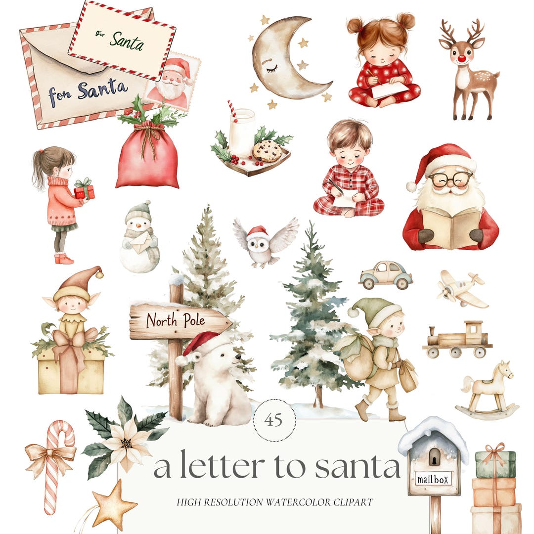 Whimsical Santa's Workshop Clipart Cute Christmas Vintage Toys North ...
