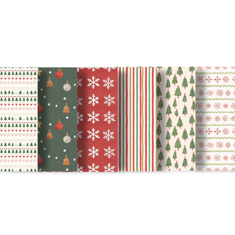 Hygge Christmas Seamless Patterns: Nordic Scandi Cozy Green Red Holiday ...