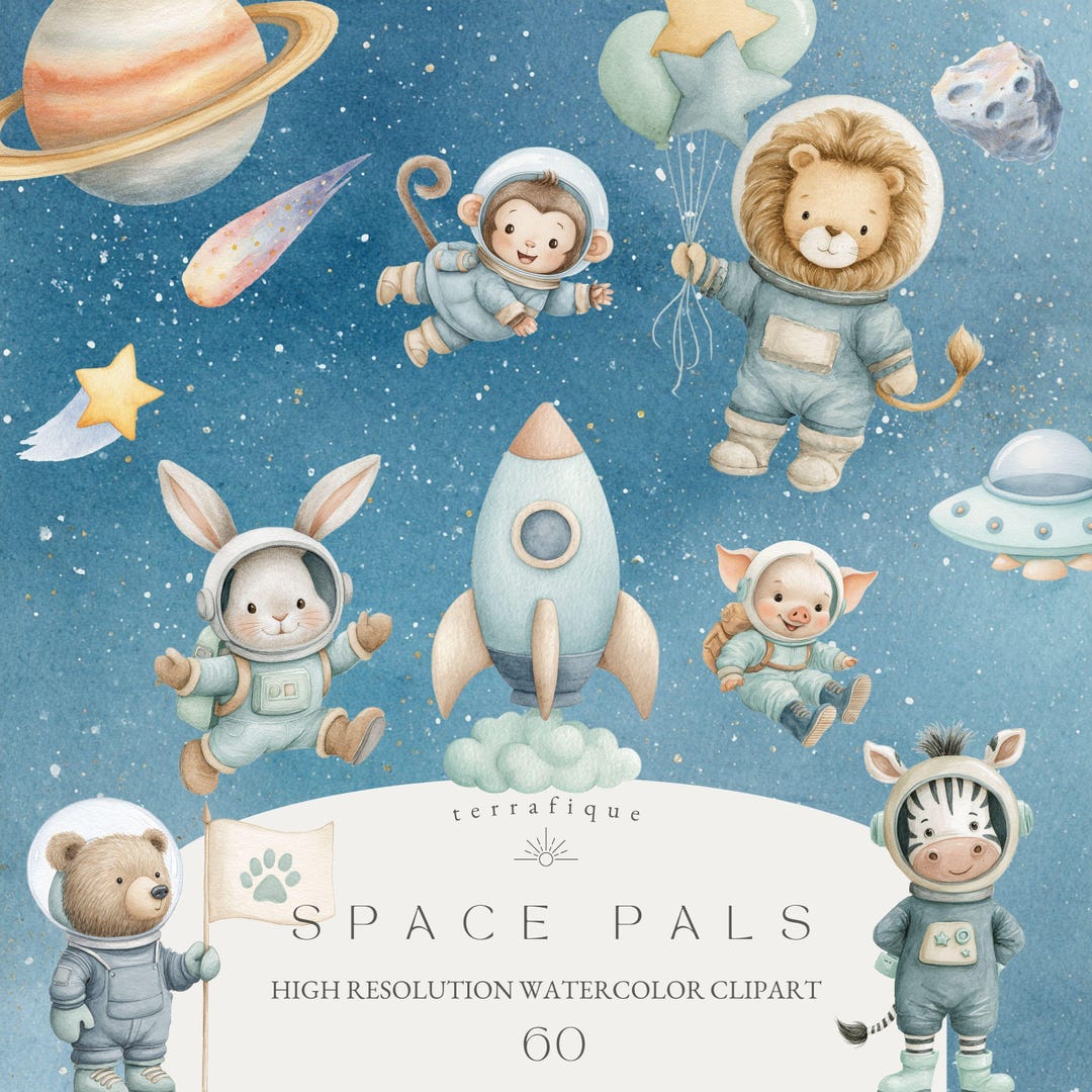 Animal Astronauts Clipart: Space Adventure Graphics (commercial Use ...
