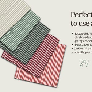 Christmas Stripes Digital Paper: Vintage Holiday Patterns (digital ...