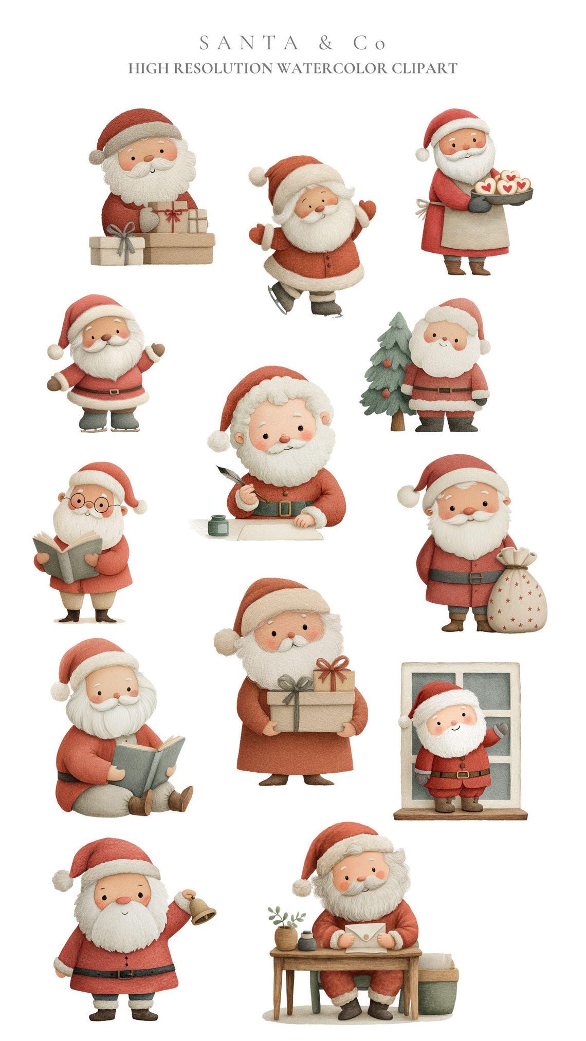 Whimsical Christmas Clipart: Santa's Helpers, Elves, Animals (PNG ...