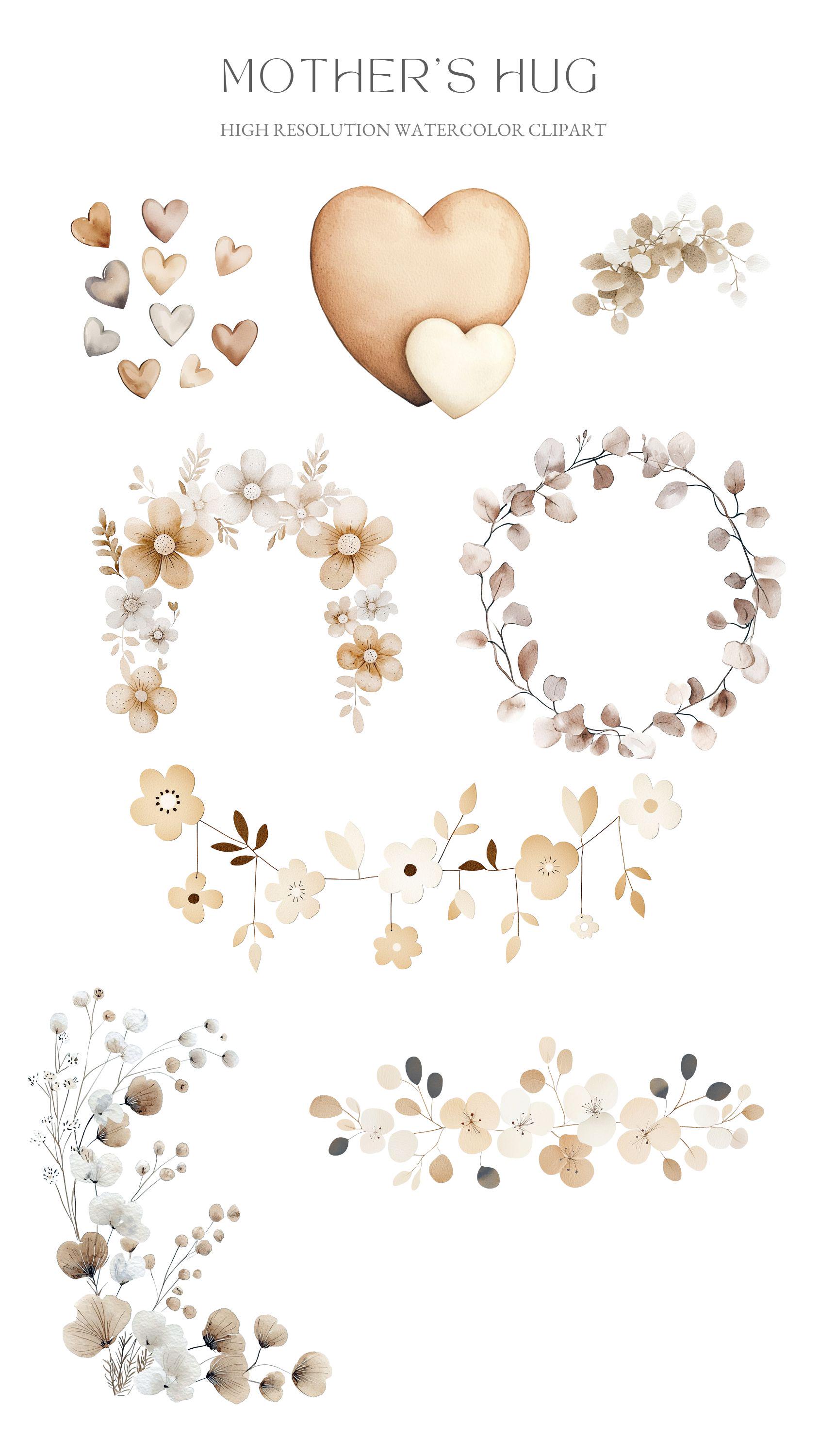 Mom and Baby Animal Watercolor Clipart: Safari, Farm, Woodland (digital ...