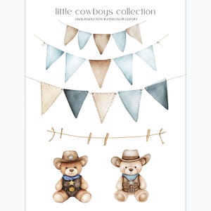 Cute Cowboy Clipart Bundle Watercolor Wild West Boys for Baby Shower ...