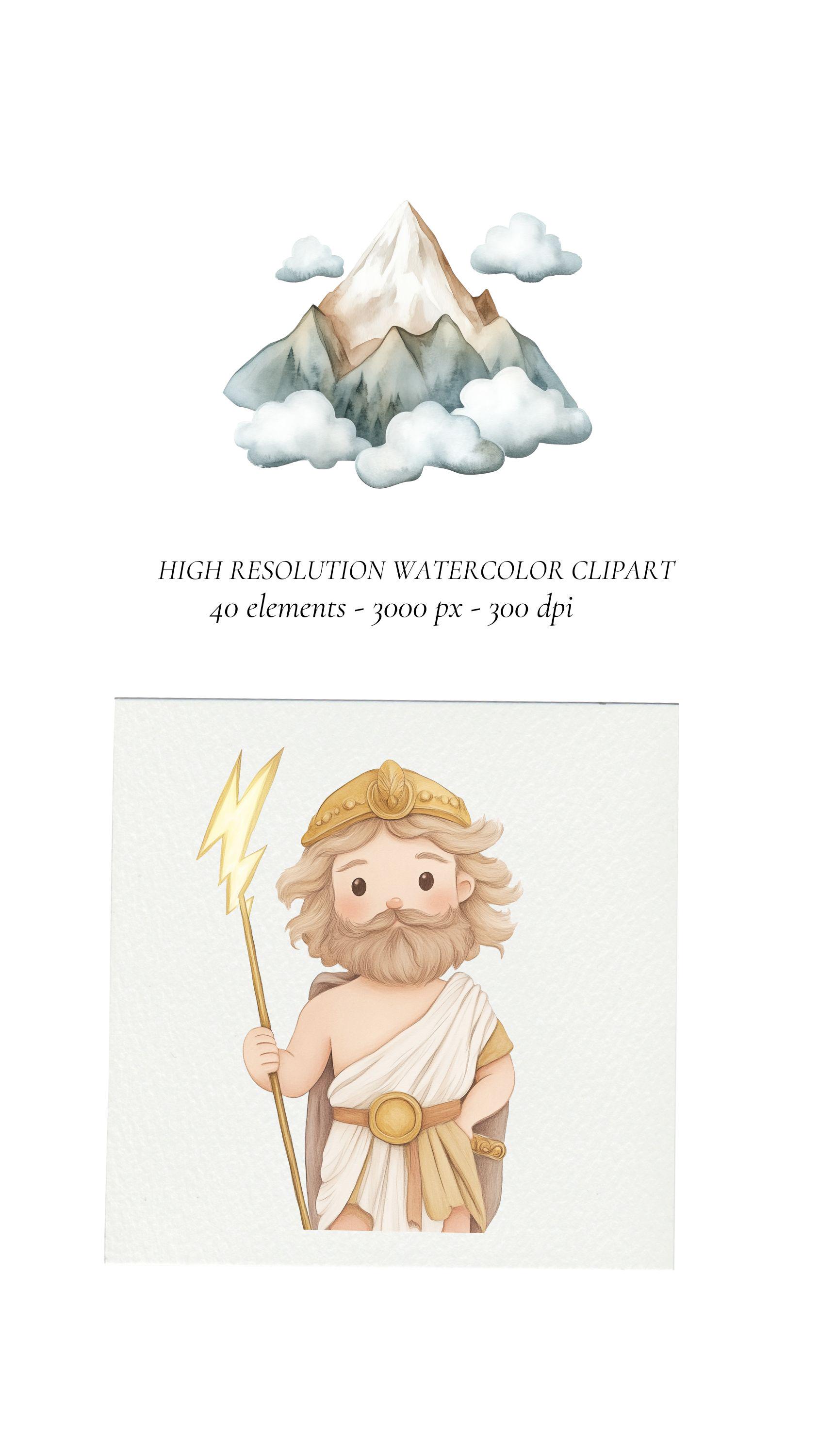 Greek Mythology Clipart: Ancient Greece, Gods, Heros (PNG, Commercial ...