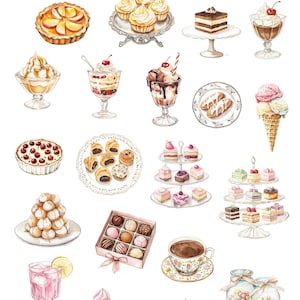 French Bakery Clipart: Watercolor Desserts, Paris Sweets (digital ...