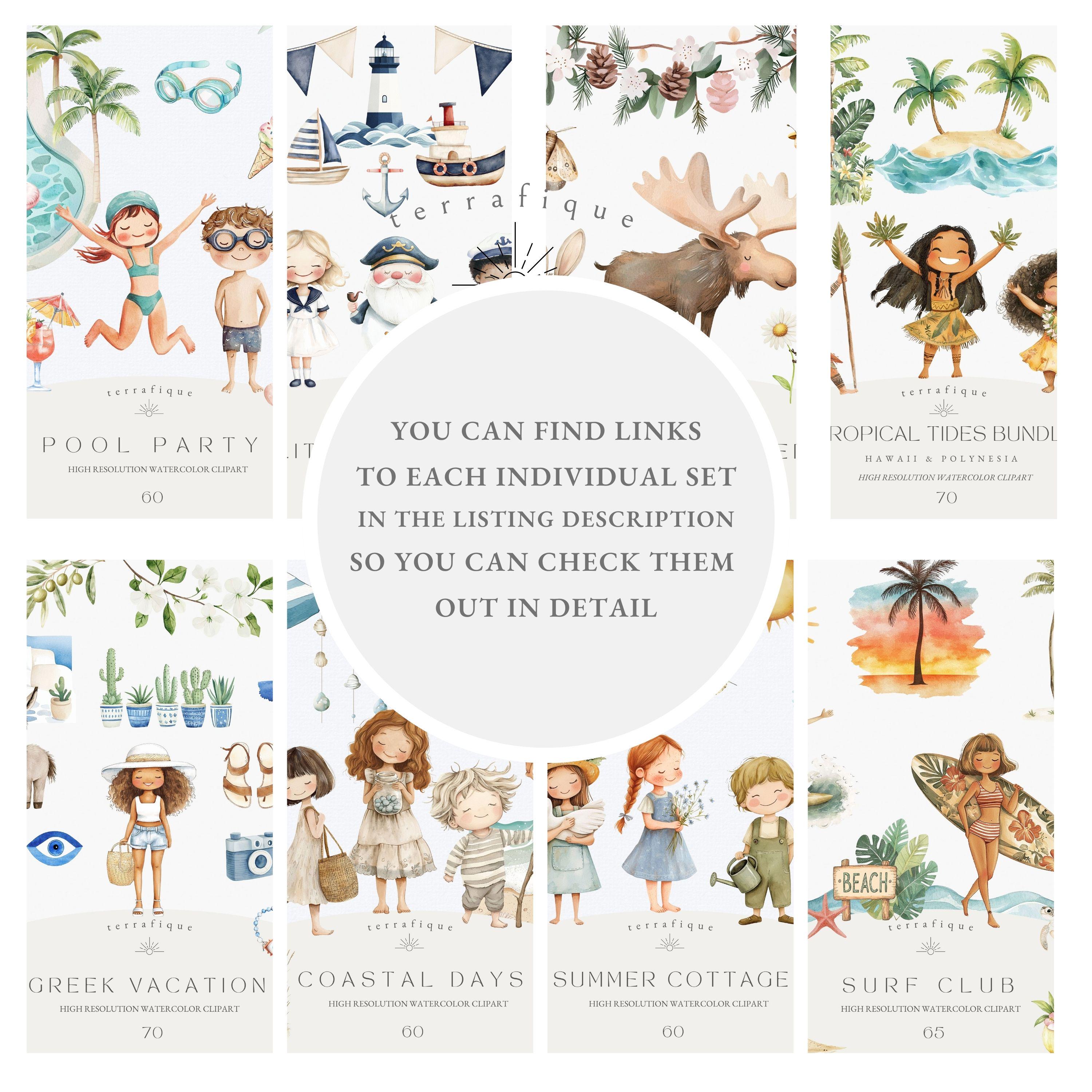 Summer Clipart Mega Bundle Cottagecore, Coastal, Nautical, Tropical PNG ...