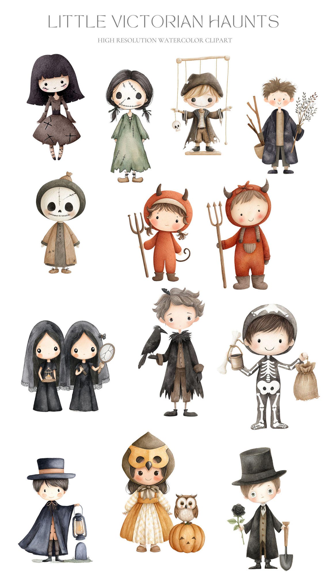 Victorian Halloween Clipart: Gothic Ghosts, Haunted House (PNG ...