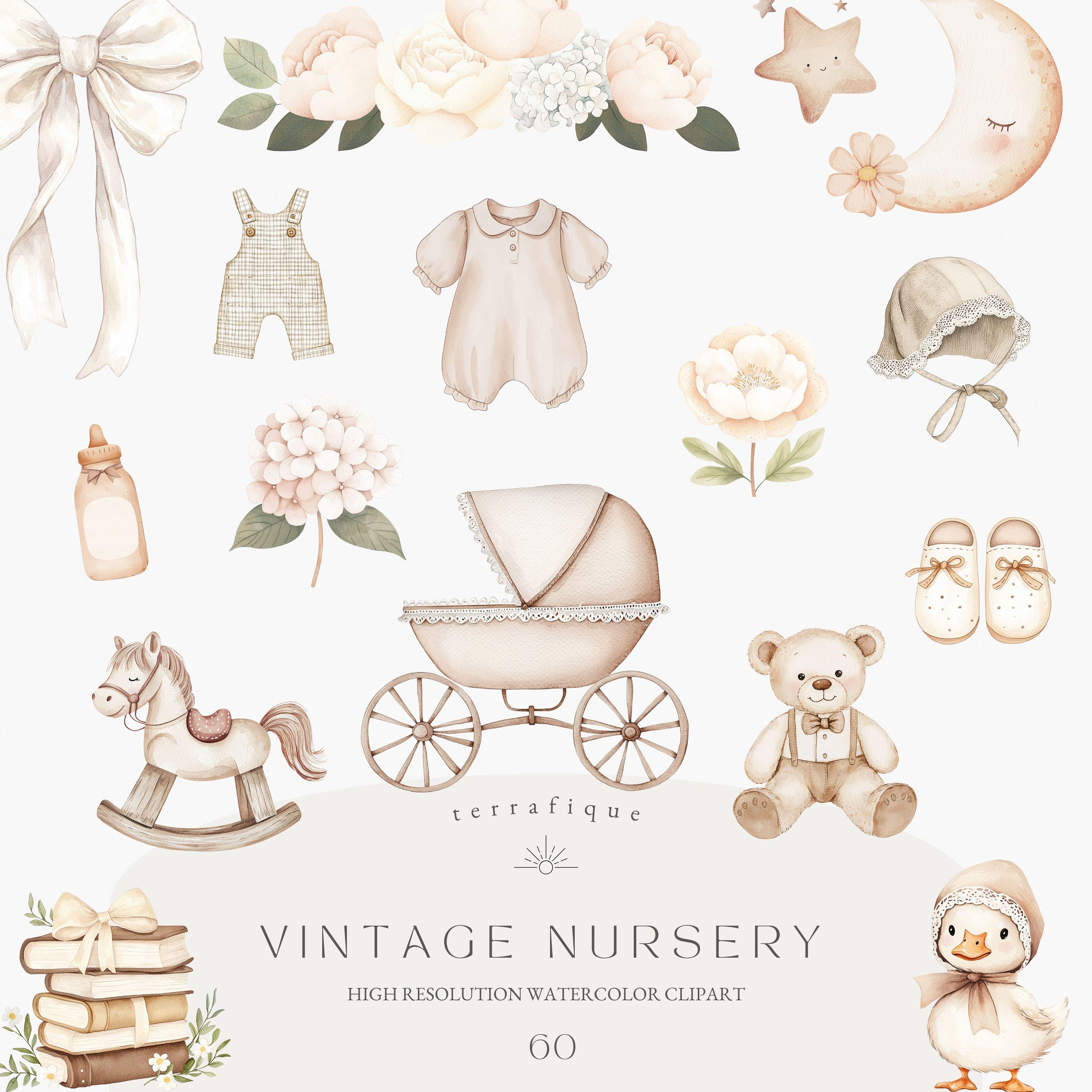 Watercolor Nursery Clipart Bundle: 200+ Baby Shower Graphics ...