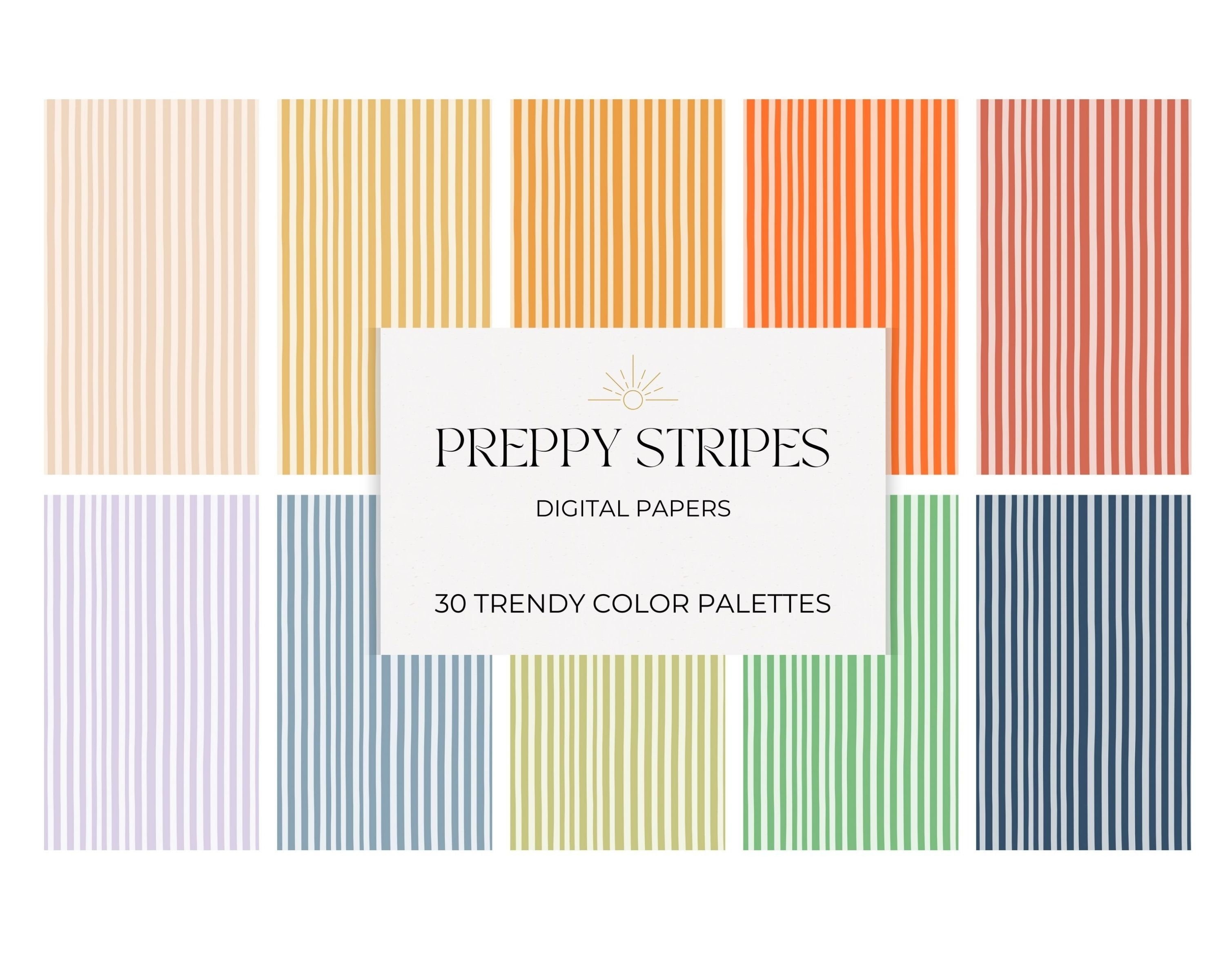 Preppy Stripes Digital Paper: Pastel Colors, Retro Style (digital ...