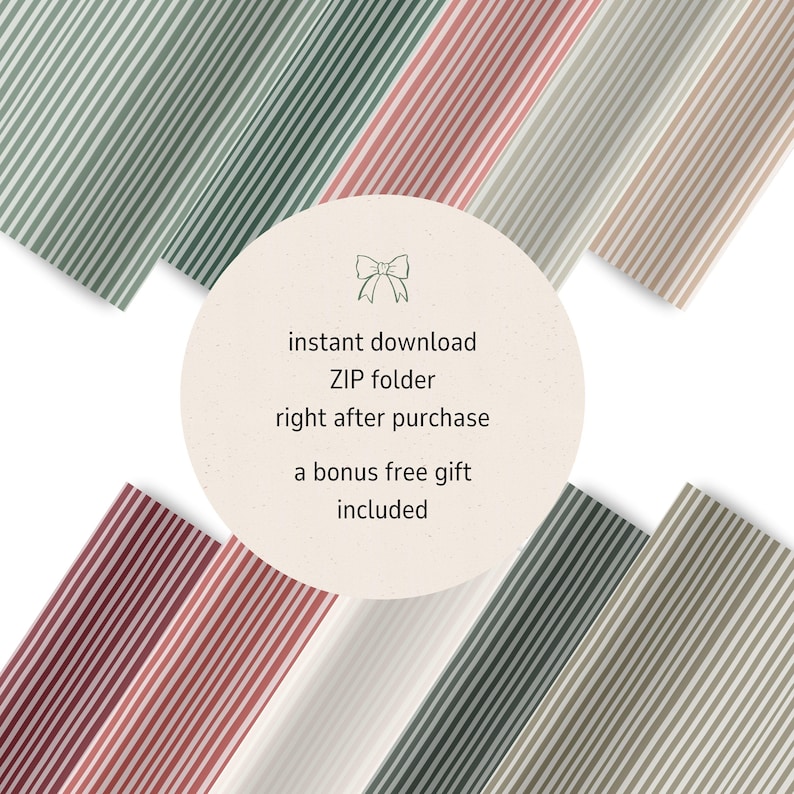 Christmas Stripes Digital Paper: Vintage Holiday Patterns (digital ...