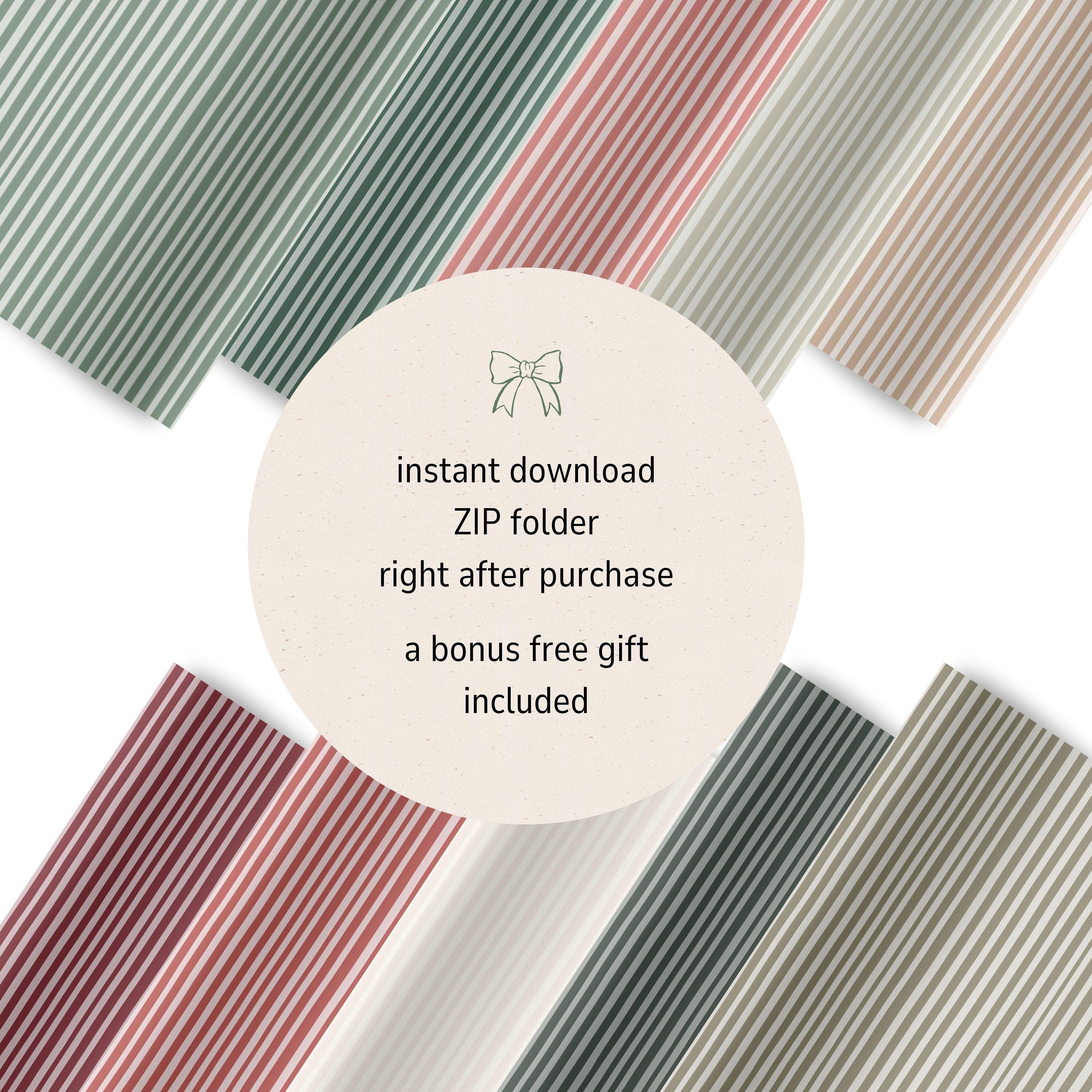 Christmas Stripes Digital Paper: Vintage Holiday Patterns (digital ...