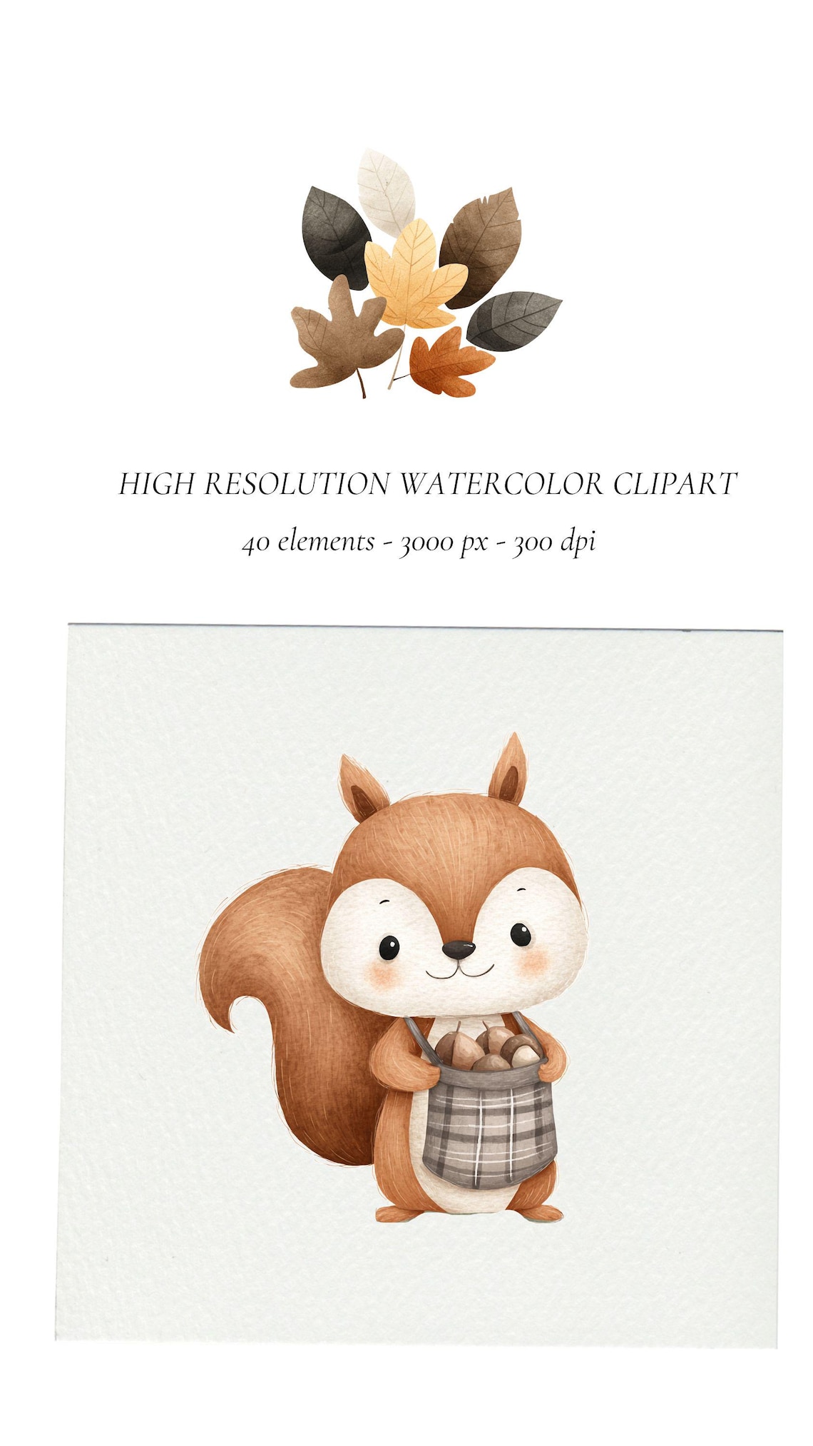 Woodland Animals Clipart: Watercolor Autumn Forest PNG (commercial Use ...