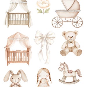 Vintage Nursery Clipart: Grandmillennial Baby Watercolor (digital ...