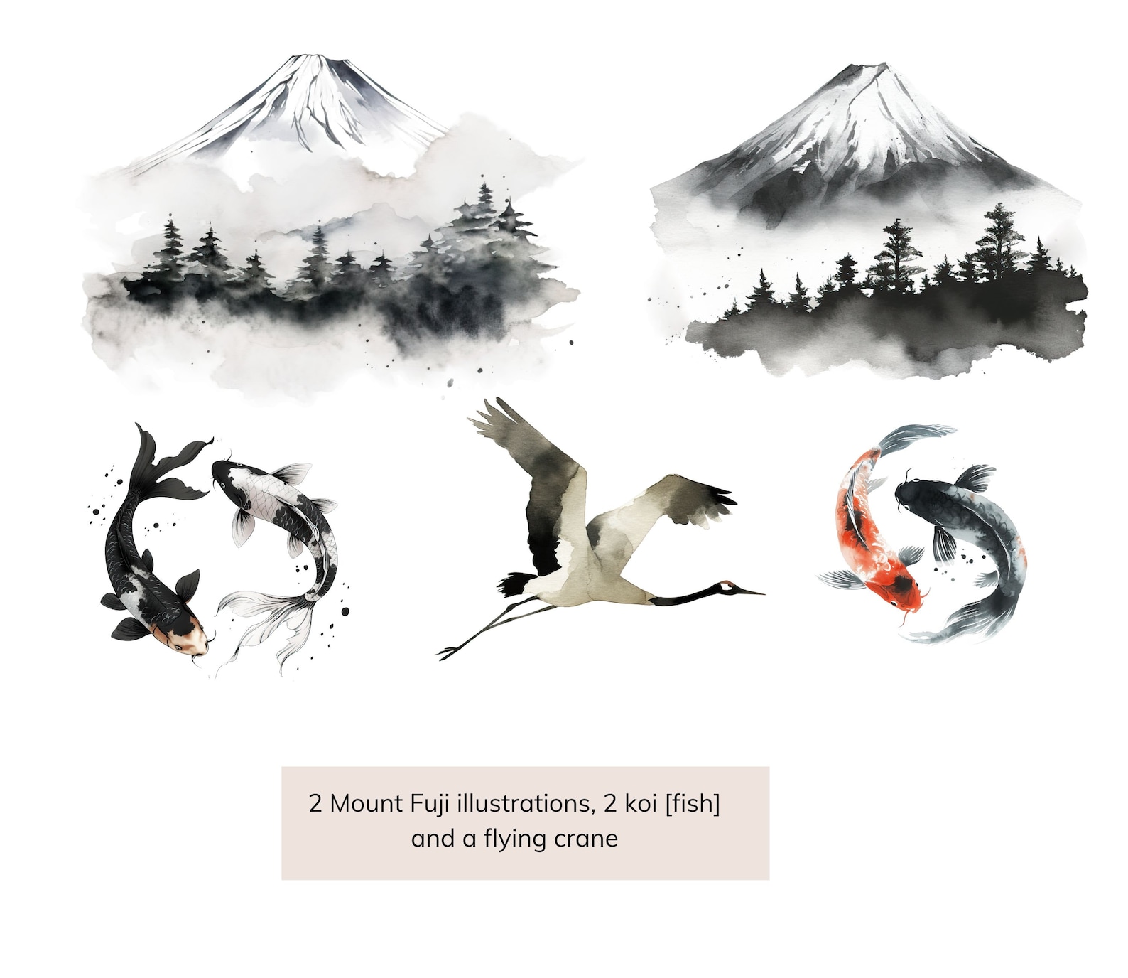 Wabi Sabi Japanese Clipart Bundle Japandi Wall Art Design Elements ...