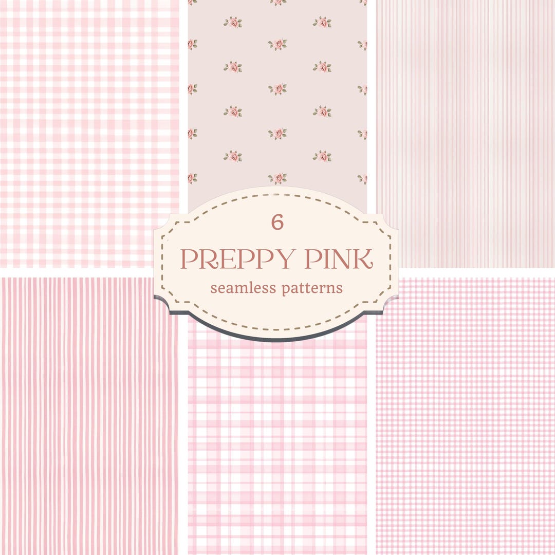 Pink Gingham Seamless Pattern: Preppy Cottagecore Digital Paper (PDF ...