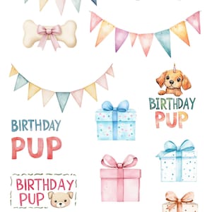Watercolor Dog Breeds Clipart: Birthday Party PNG Bundle (commercial ...