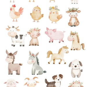 Spring Farm Clipart Bundle Cute Kids Baby Animals Flowers Countryside ...