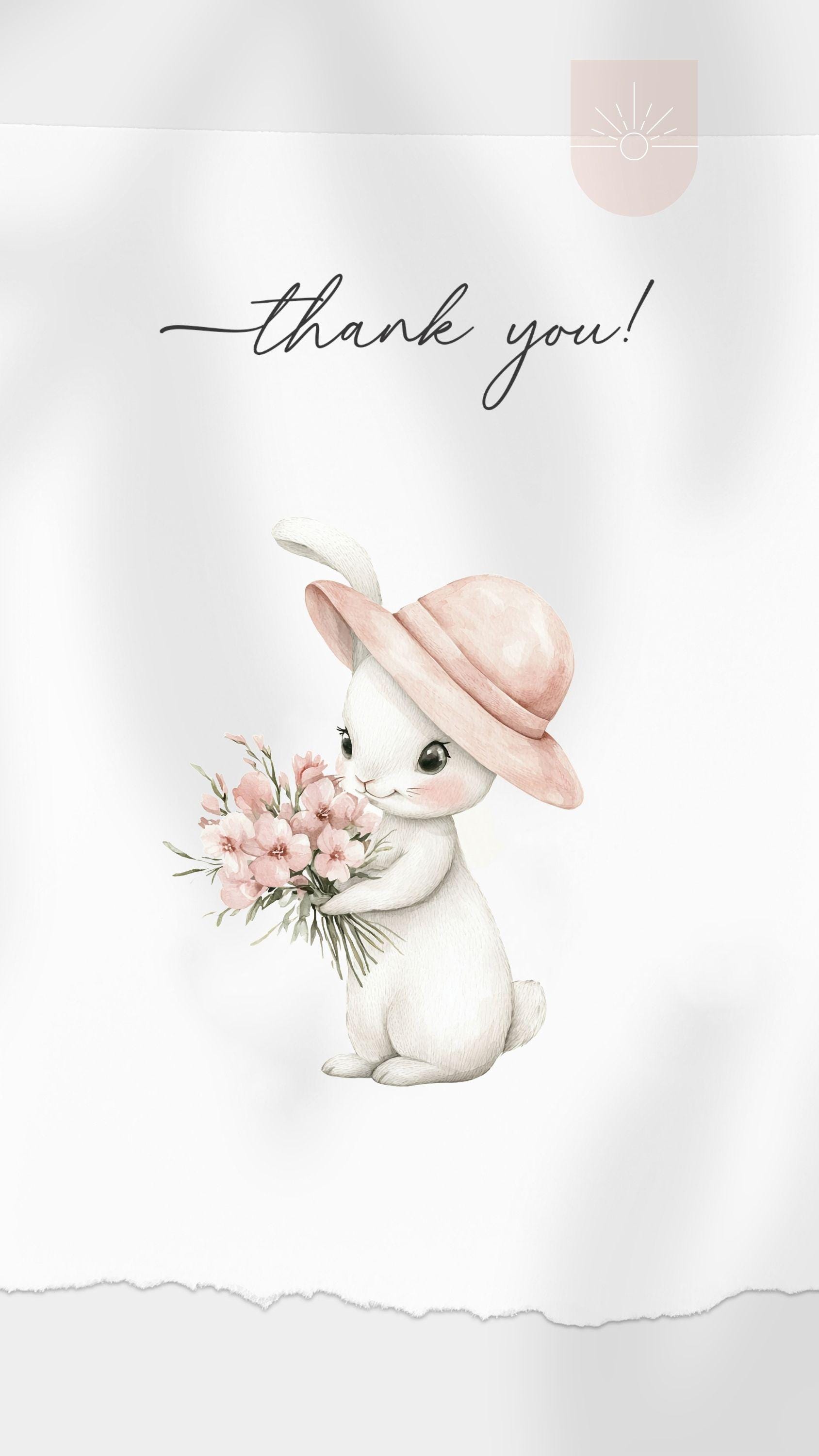 Pink Easter Bunny Clipart: Watercolor Cottagecore Bunnies (digital ...