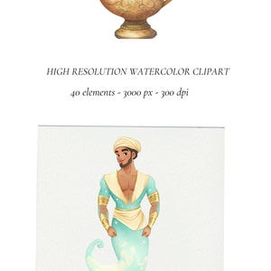 Arabian Tales Clipart Whimsical Watercolor Fantasy Mythology Magic Lamp ...