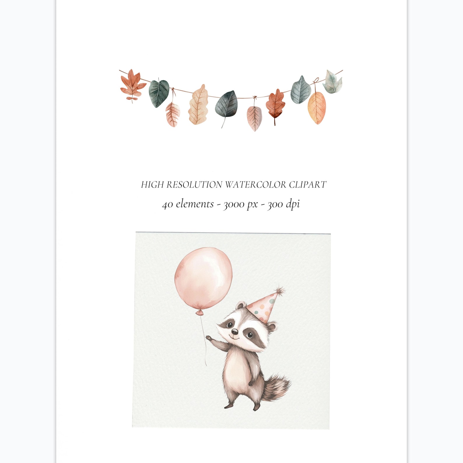 Boho Woodland Animals Birthday Clipart: Watercolor Forest PNG (digital ...