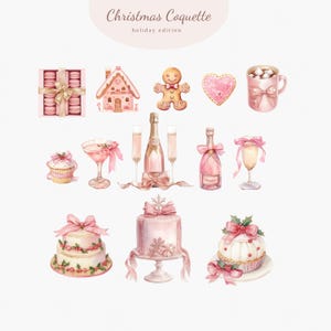Pink Christmas Clipart Bundle: Coquette Watercolor Bows (PNG ...