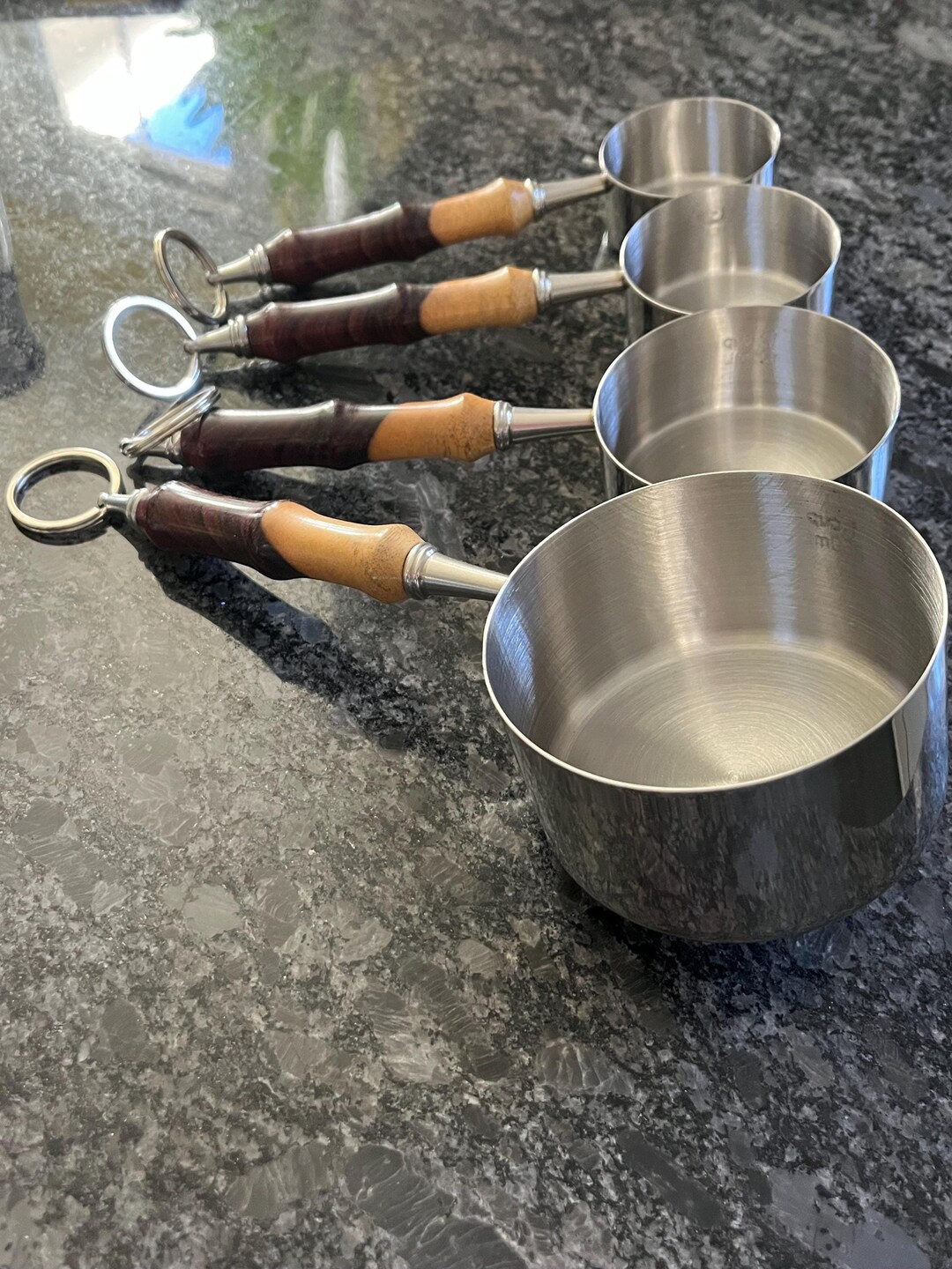 K10 - Hand Turned Resin Handled Measuring Cup Set With Katalox Handles ...