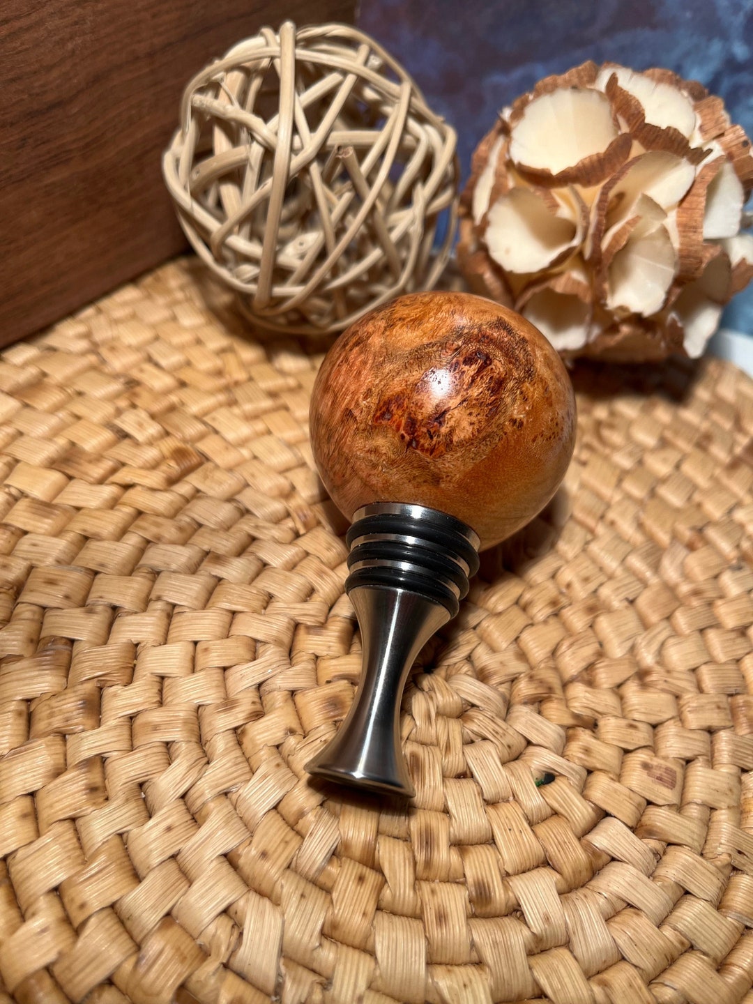 W20 Hand Turned Cherry Burl Wine Stopper/bottle Stopper Housewarming Gift, Unique Wine Lover ...