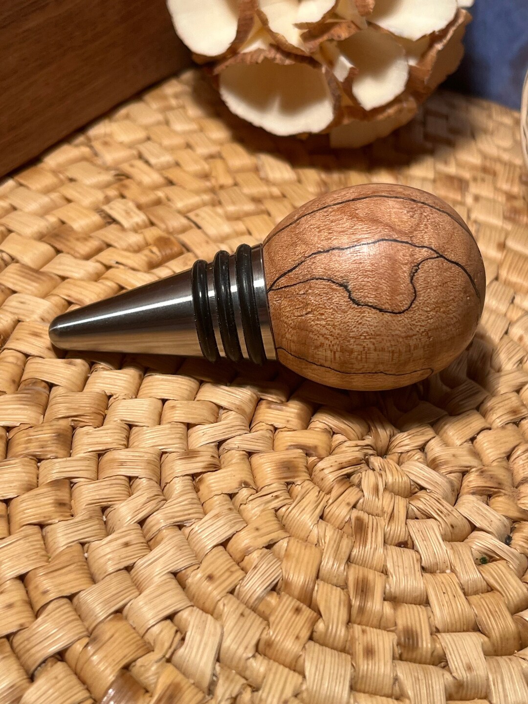 W4 - Hand Turned Spalted Maple Wine Stopper/bottle Stopper - Wine Lover ...