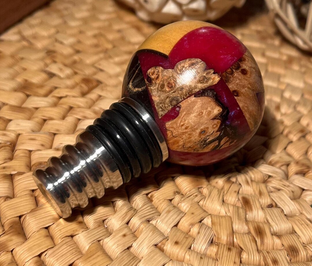 W18- Hand Turned Multi Hardwood and Resin Whiskey Stopper - Great ...