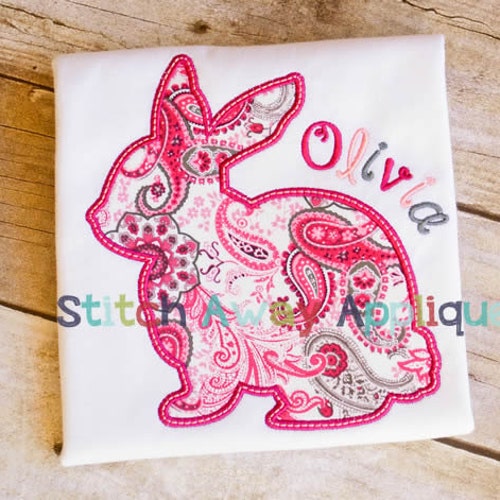 Easter Bunny Applique Design With Spring Flowers Vintage - Etsy