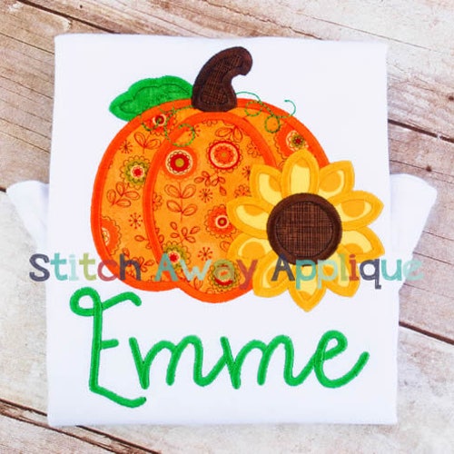 Pumpkin Fall Applique Machine Embroidery Design Orange Harvest - Etsy