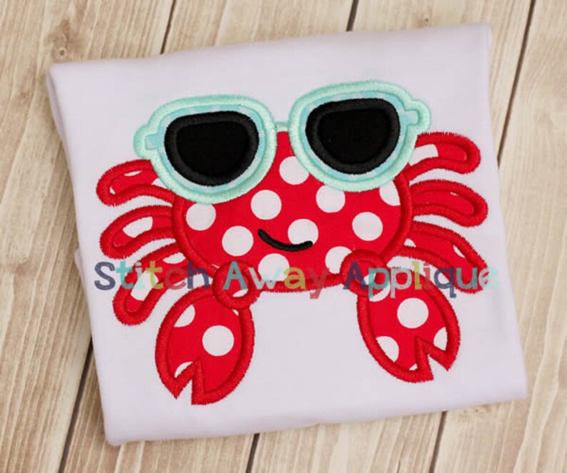 Cool Crab Summer Machine Applique Design - Etsy
