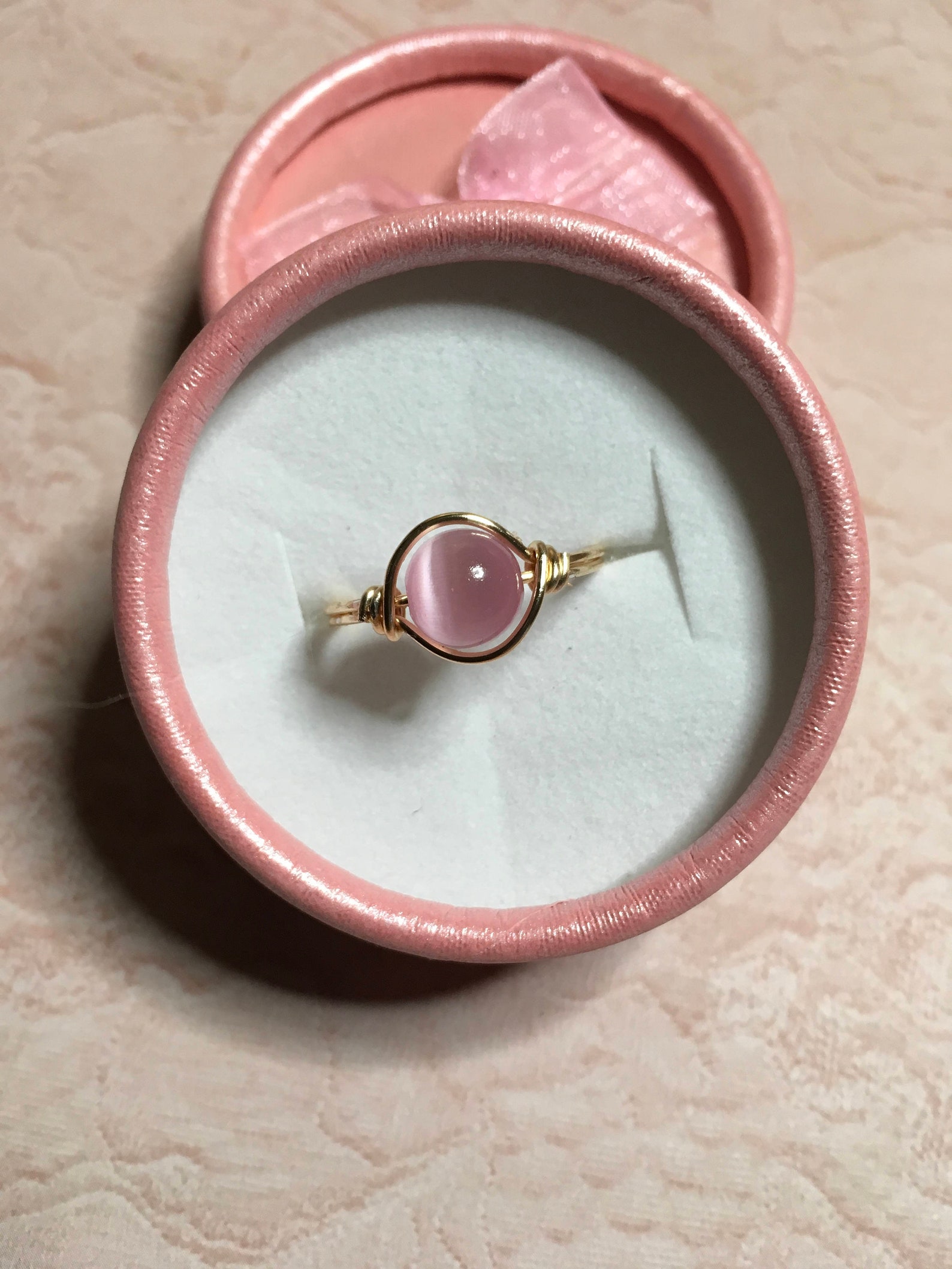 Large Pink Cats Eye Ring - Etsy