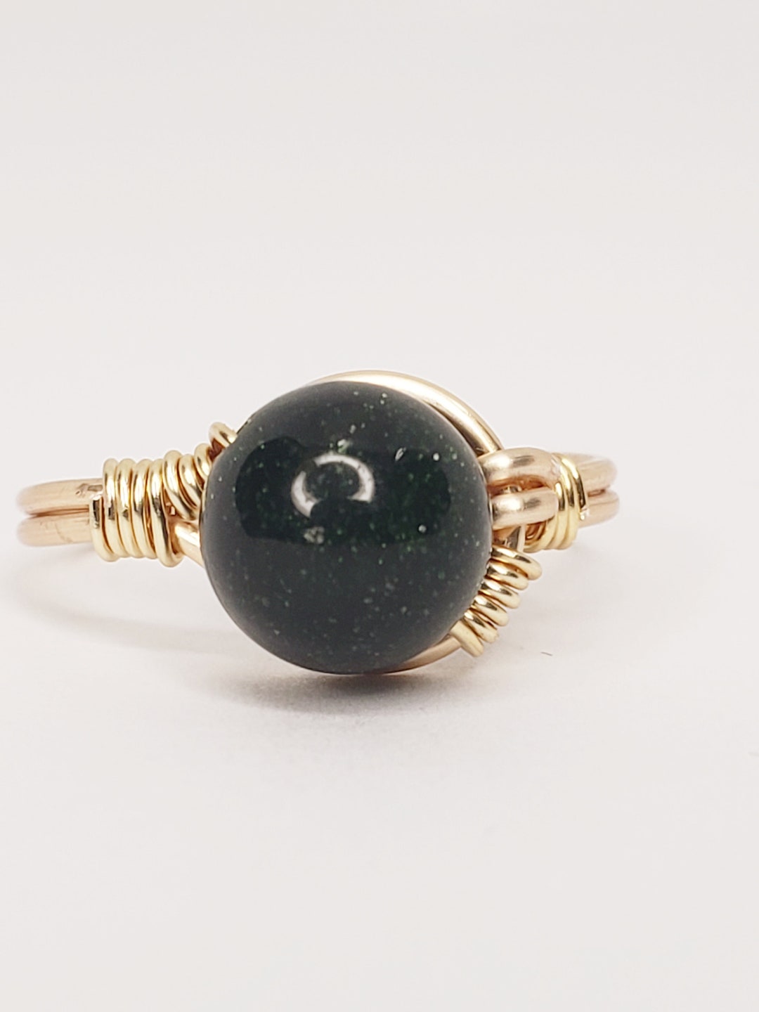 Dark Green Goldstone Ring - Etsy