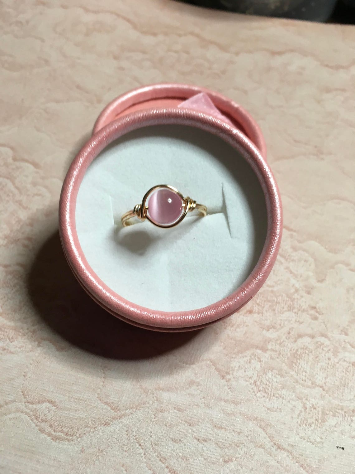 Large Pink Cats Eye Ring - Etsy