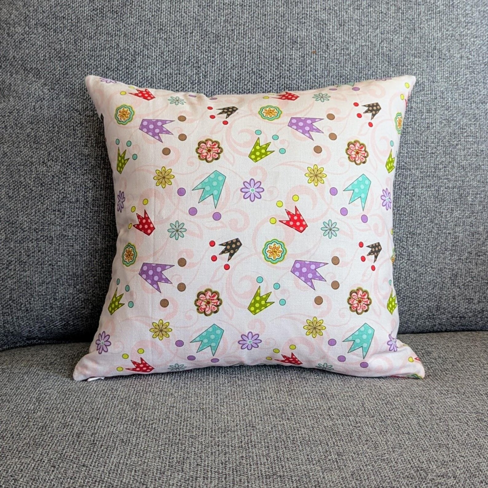Quilted Pillow Cover, Pink Princess Pillow Cover 12x12, Patchwork ...