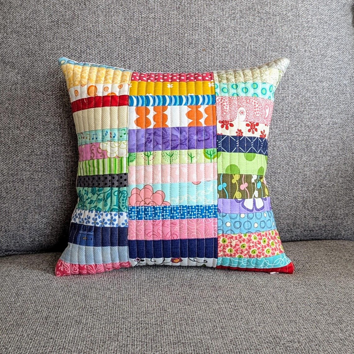 Quilted Pillow Cover, Pink Princess Pillow Cover 12x12, Patchwork ...