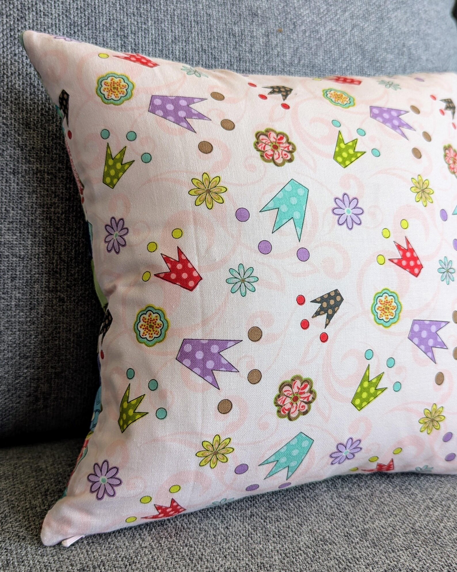 Quilted Pillow Cover, Pink Princess Pillow Cover 12x12, Patchwork ...