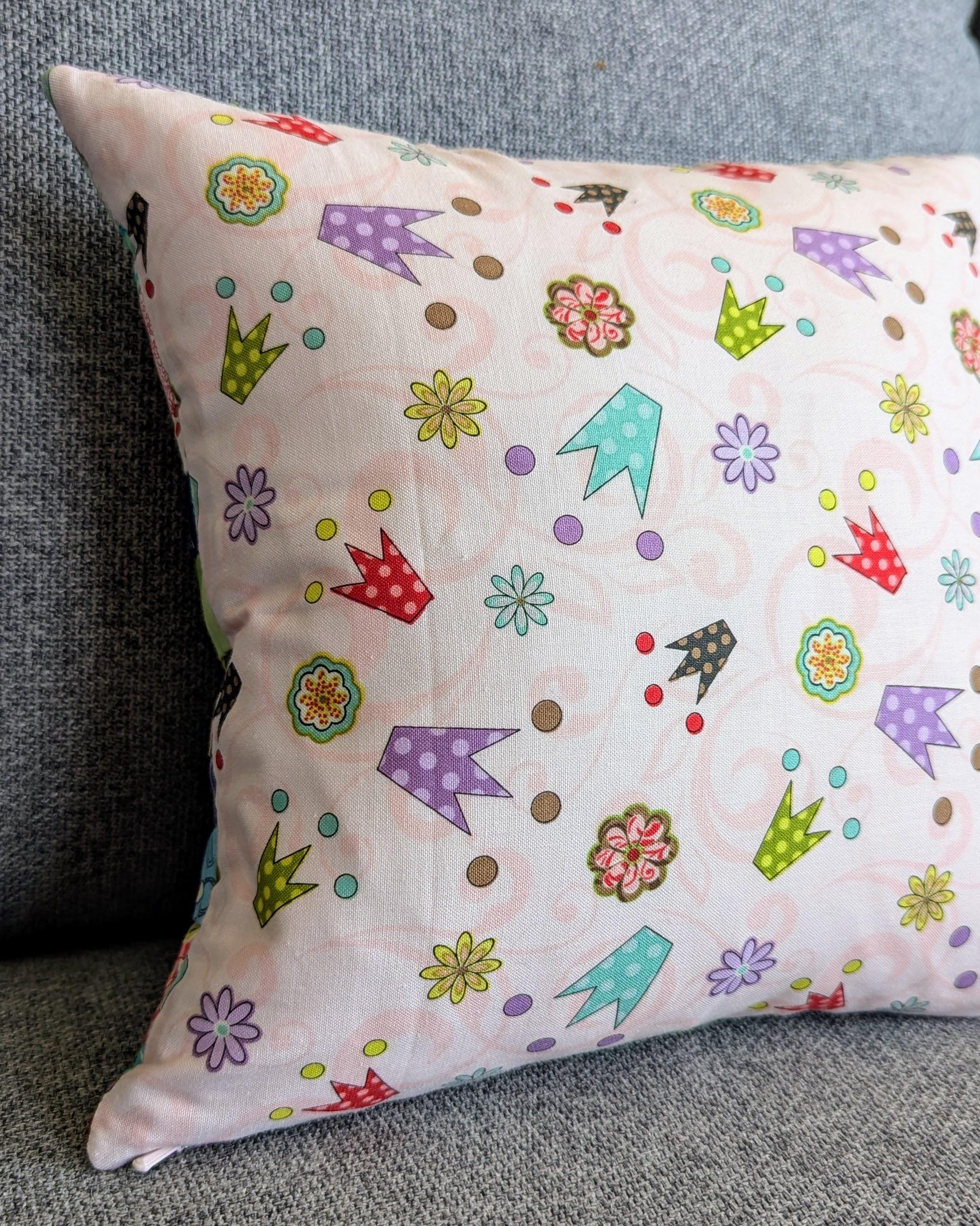 Quilted Pillow Cover, Pink Princess Pillow Cover 12x12, Patchwork ...