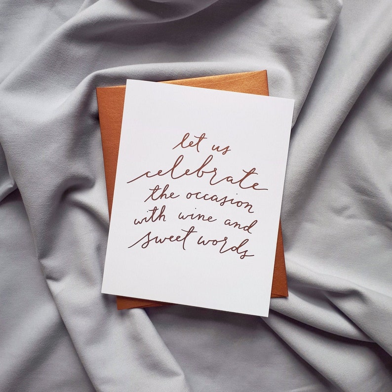 Copper Foil Celebration Greeting Card Calligraphy - Etsy