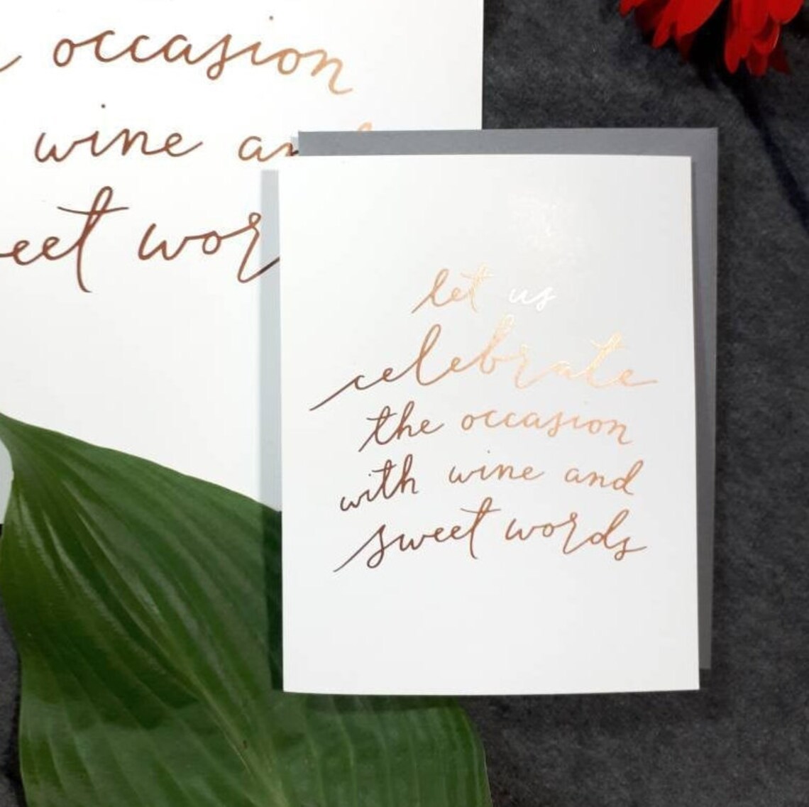 Copper Foil Celebration Greeting Card Calligraphy - Etsy