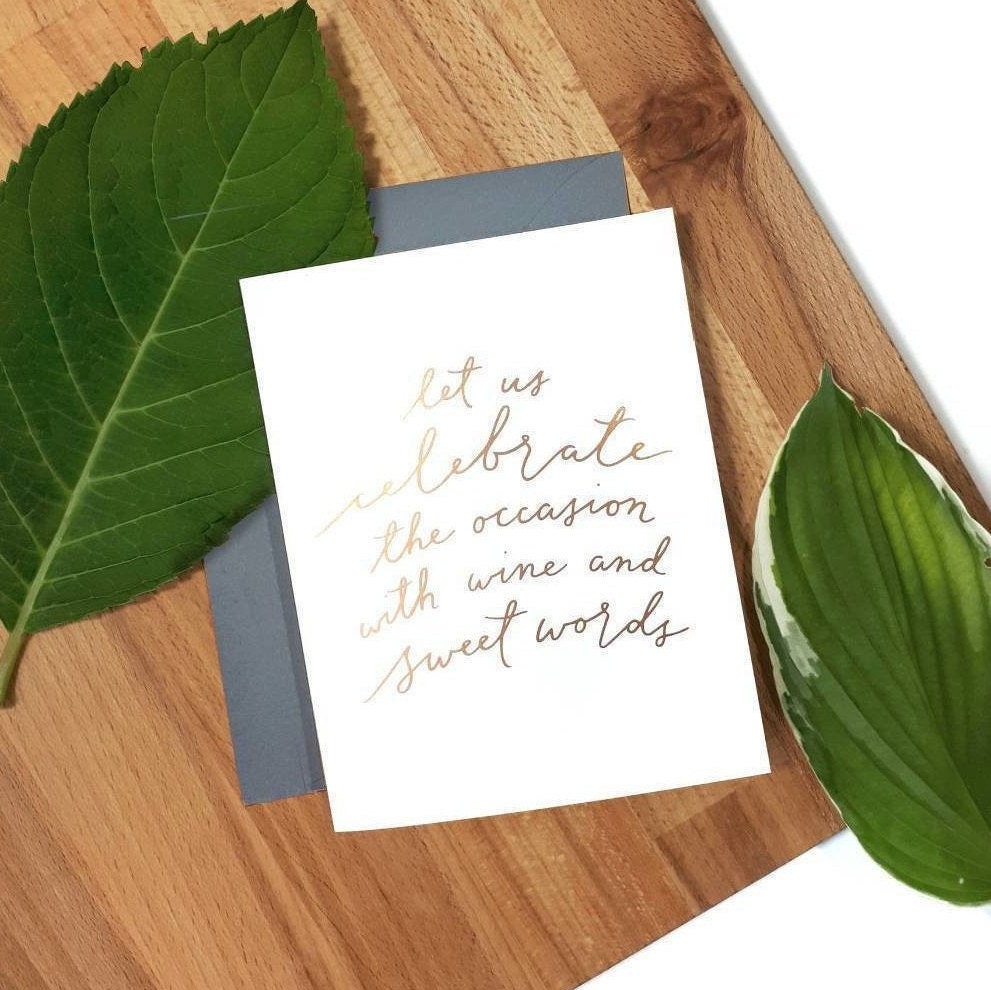 Copper Foil Celebration Greeting Card Calligraphy - Etsy