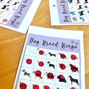 Dog Breed Bingo, Printable Bingo Cards for Kids, Dog Birthday Party ...