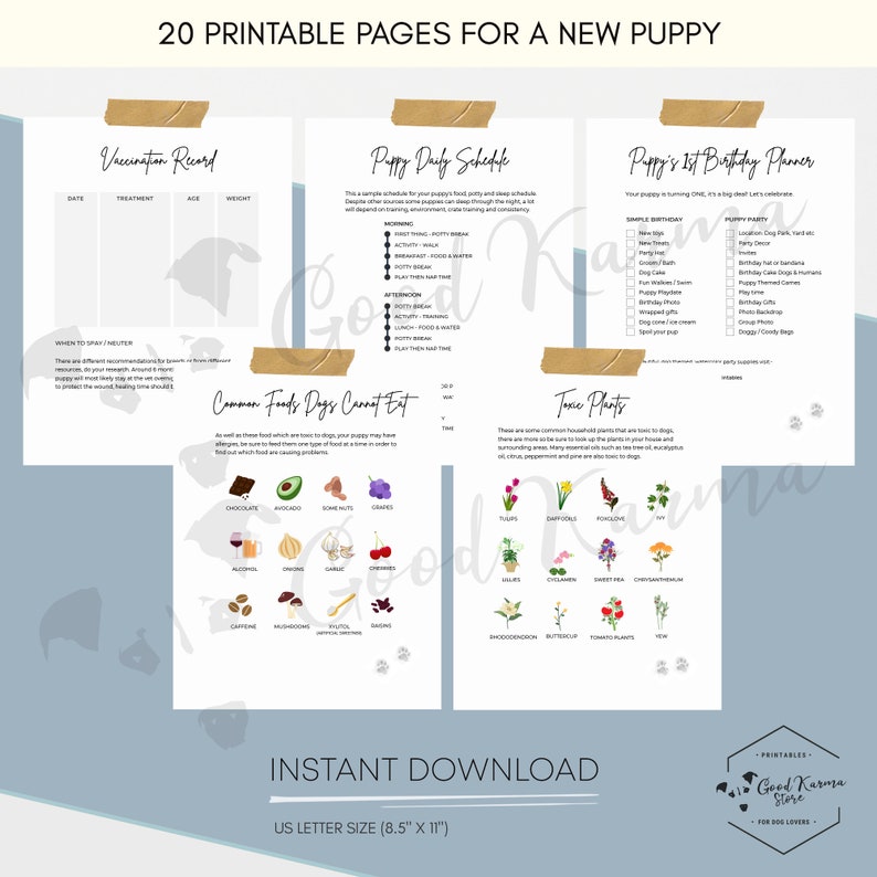 New Puppy Checklist Puppy Schedule Dog Chart Breeder Puppy - Etsy
