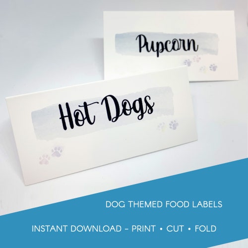 Dog Pawty Food Tent Labels/ PINK Puppy Paw Party Printable - Etsy